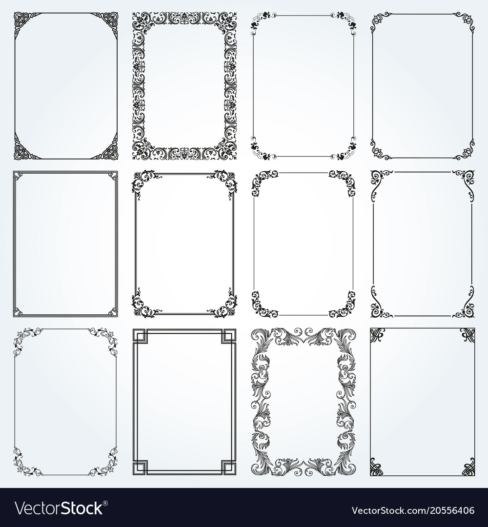 Decorative rectangle frames and borders set Vector Image