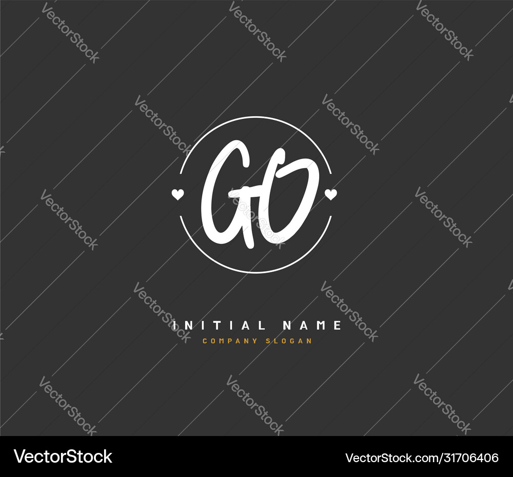 G o go beauty initial logo handwriting logo Vector Image