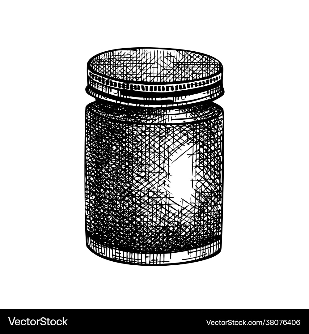 Hand-sketched aromatic candle in glass jar Vector Image