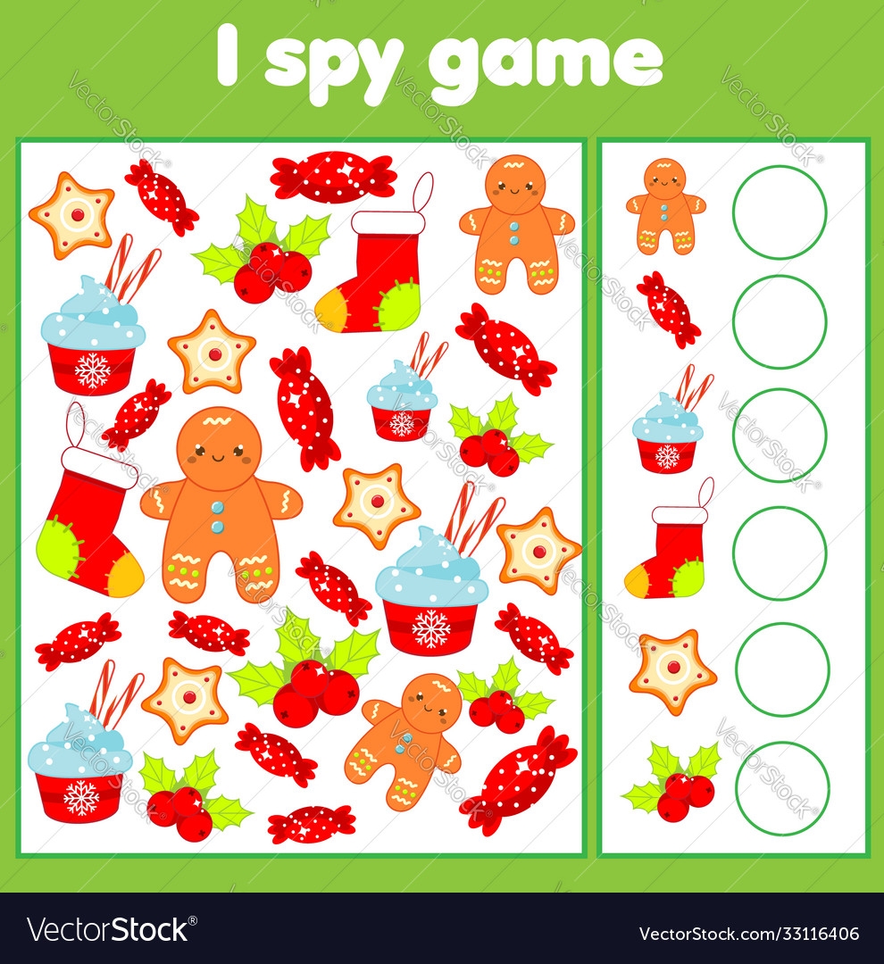 I spy game find and count christmas and new year Vector Image