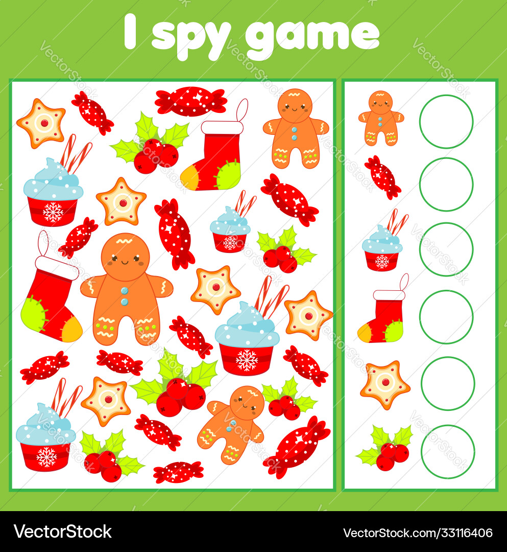 I spy game find and count year Royalty Free Vector Image