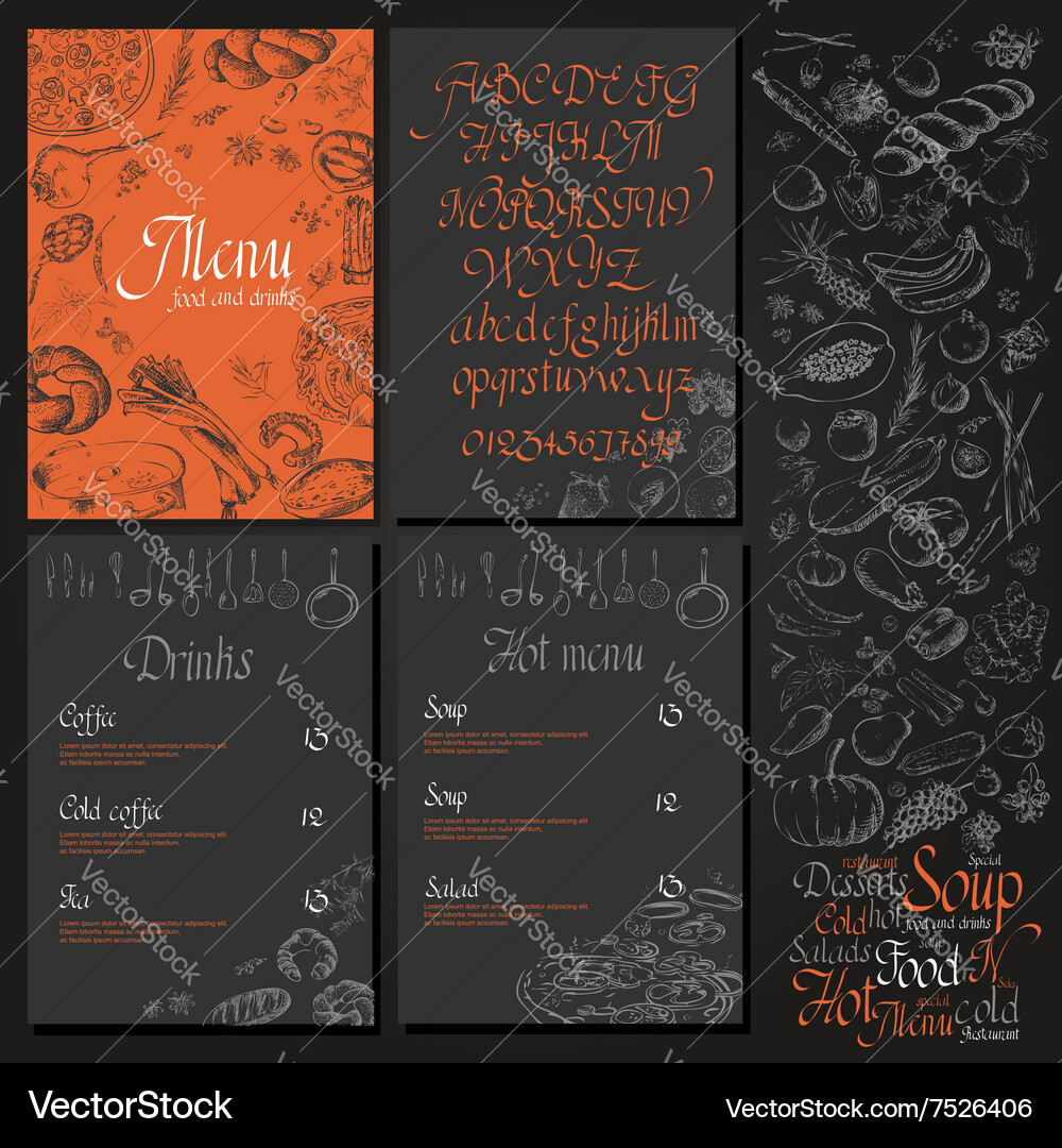 Restaurant food menu set vintage design Royalty Free Vector