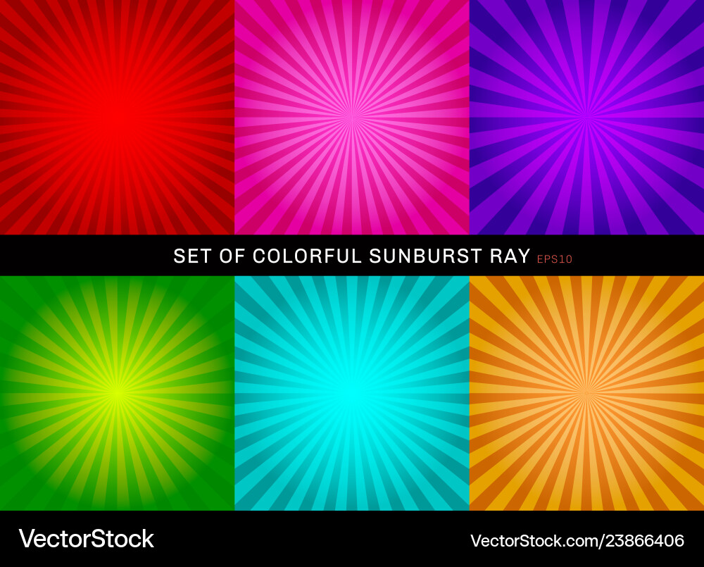 Set retro shiny colorful starburst background Vector Image