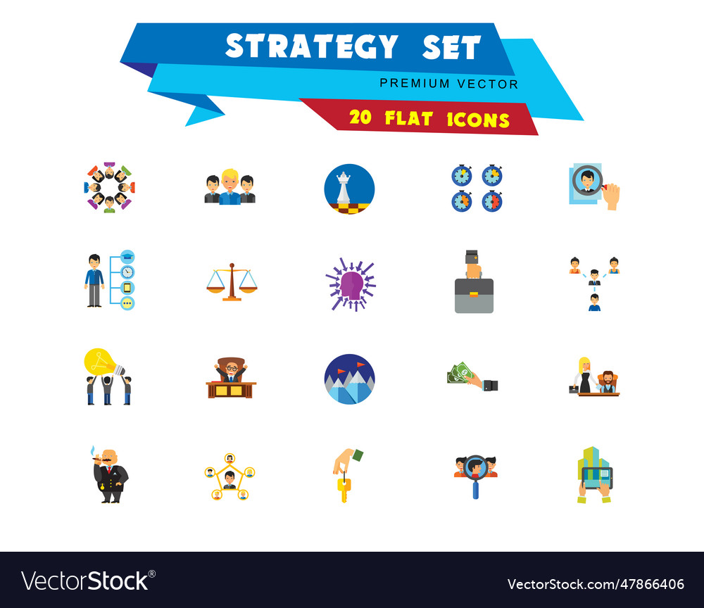 Strategy icon set Royalty Free Vector Image - VectorStock