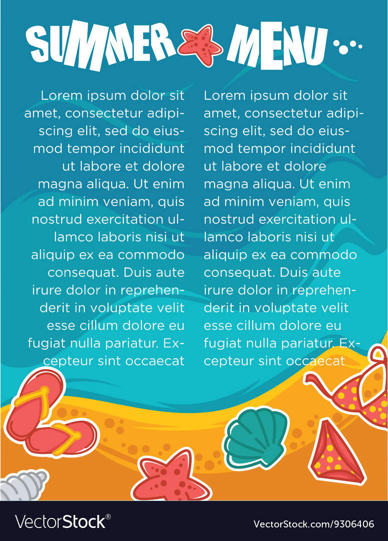 Summer menu Royalty Free Vector Image - VectorStock