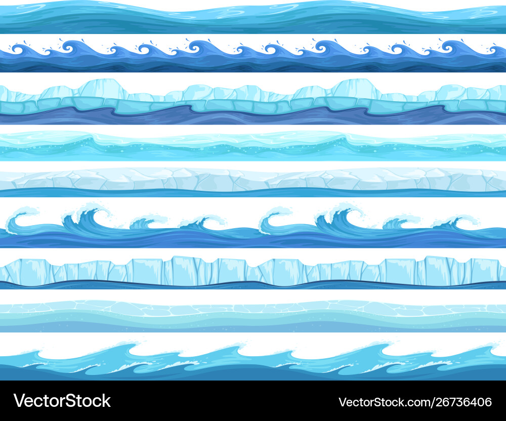 Water game seamless ice ocean sea or river layers Vector Image