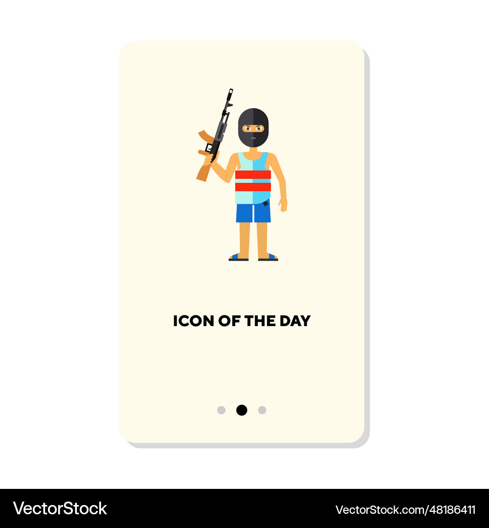 Angry terrorist in mask holding rifle flat Vector Image