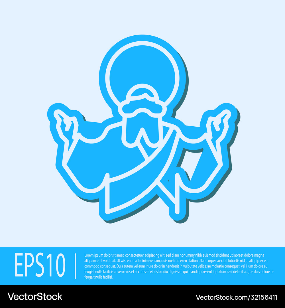 Blue line jesus christ icon isolated on grey Vector Image
