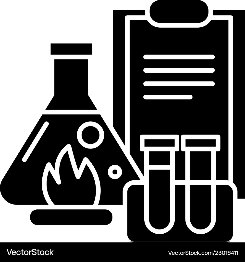 Chemical experiments black icon sign on Royalty Free Vector