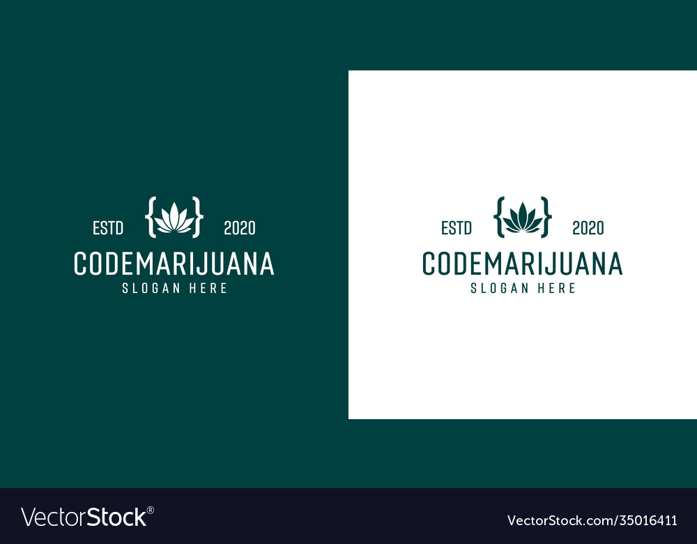Code cannabis marijuana leaf logo Royalty Free Vector Image