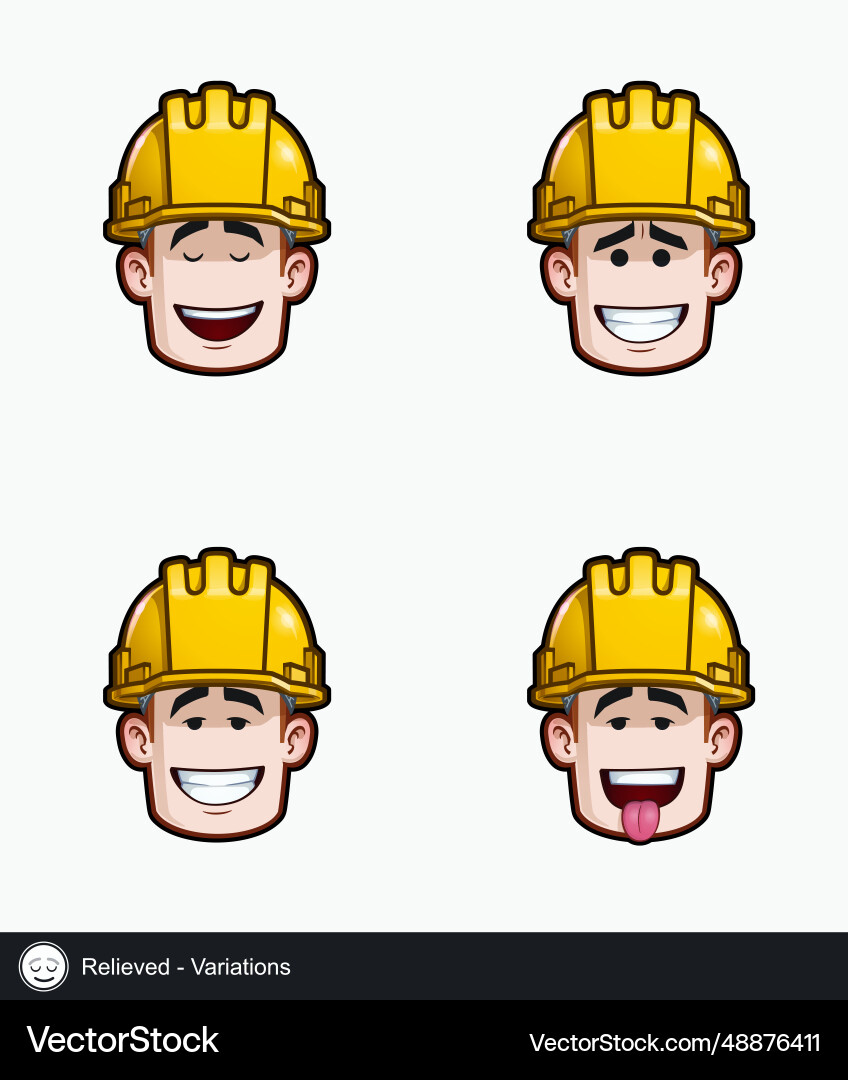 Construction worker - expressions - relieved Vector Image