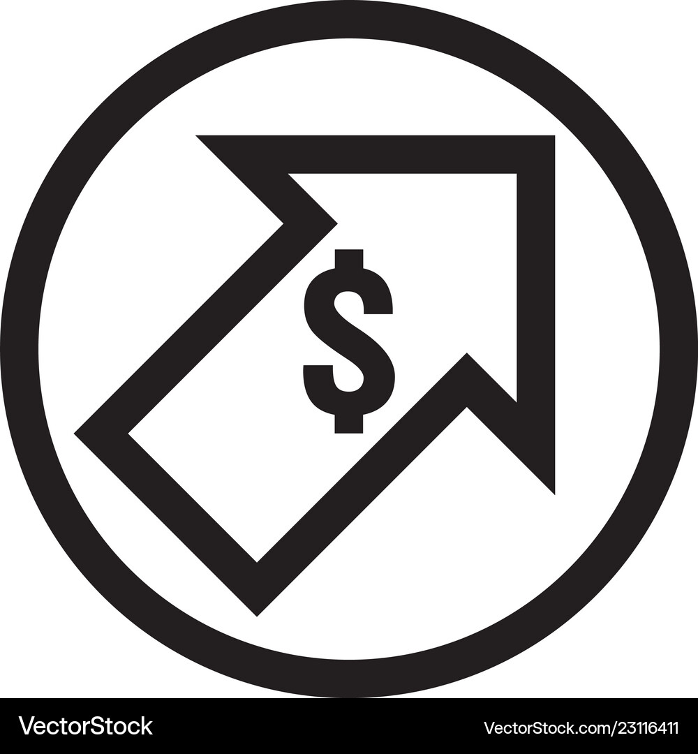 Dollar rate increase icon money symbol Royalty Free Vector