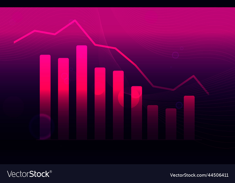 Down negative fluctuation bar graph chart Vector Image