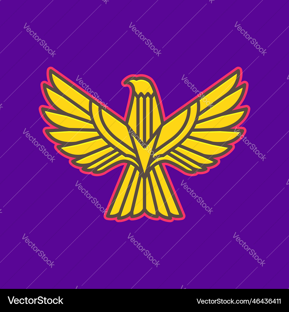 Flying bird carnivore falcon wings geometric Vector Image