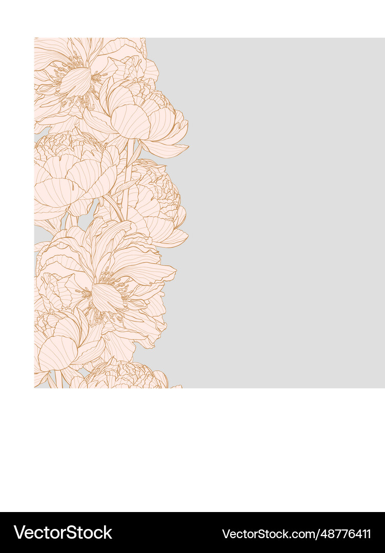 Golden peony flowers background Royalty Free Vector Image