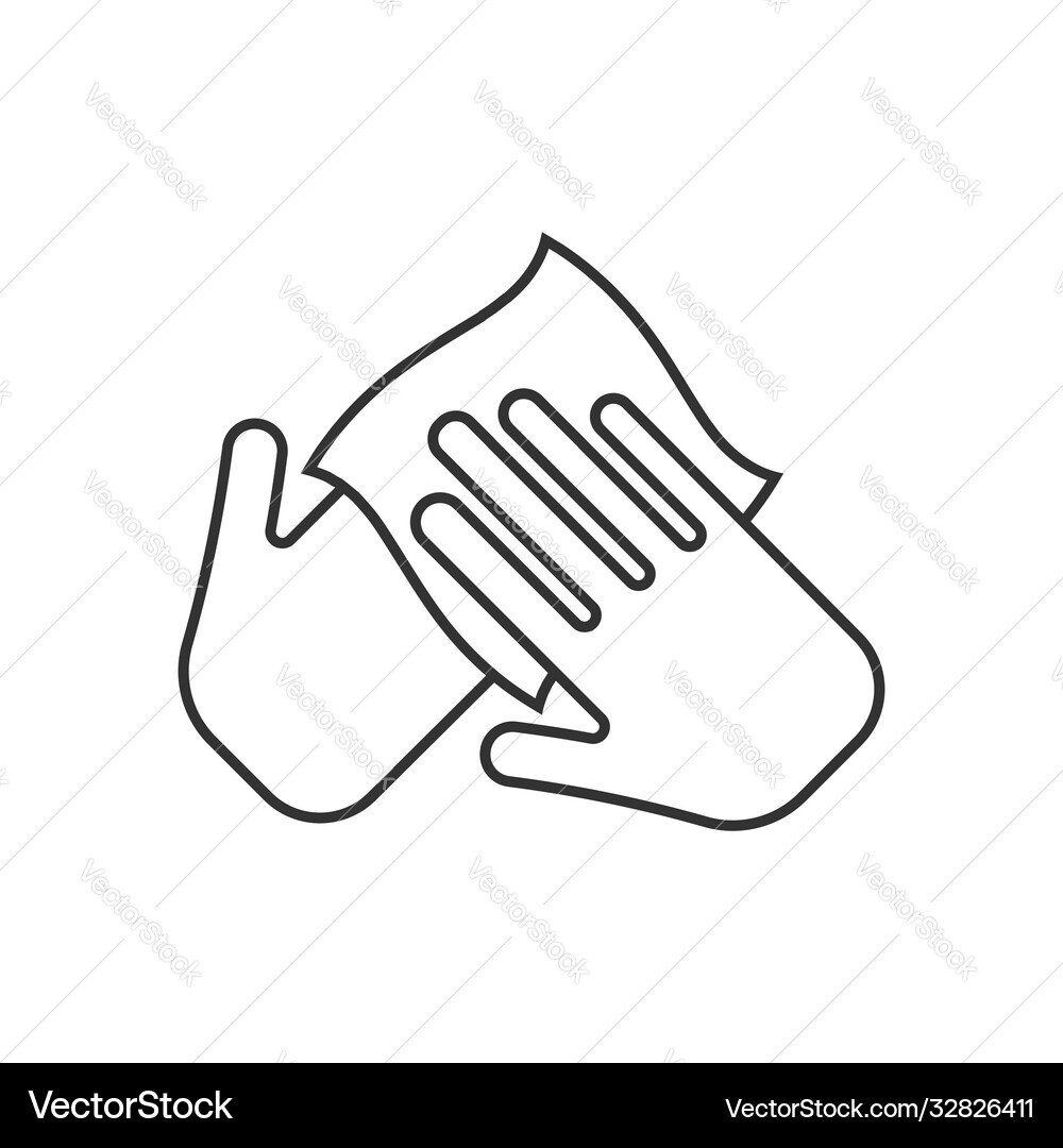 Hand with cleaning napkin line icon Royalty Free Vector