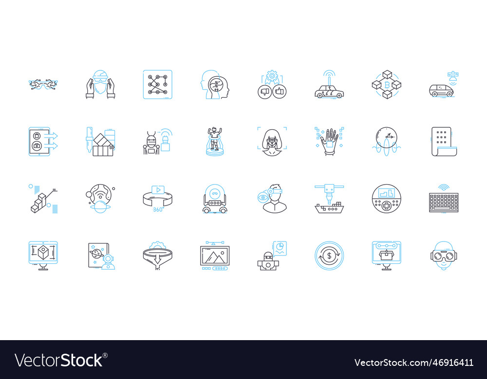Intelligent automation linear icons set Royalty Free Vector