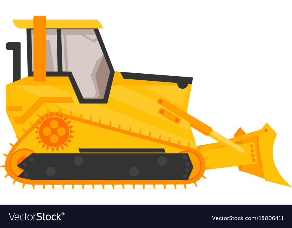 Isolated bulldozer icon flat cartoon style Vector Image Isolated bulldozer icon flat cartoon style Vector Image