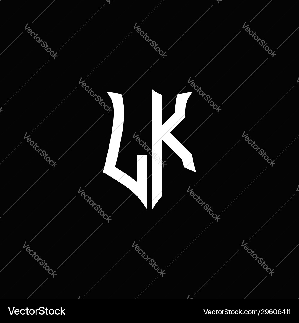 Lk monogram letter logo ribbon with shield style Vector Image
