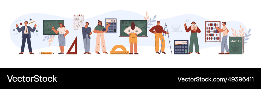 Mathematicians set of cartoon Royalty Free Vector Image