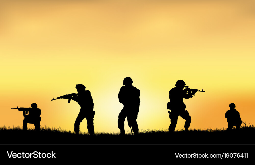 Military Soldiers in Combat Royalty Free Vector Image
