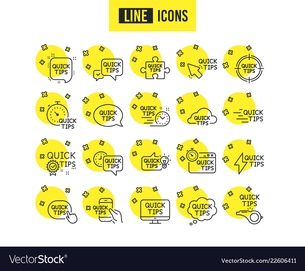 Quick tips line icons set helpful tricks Vector Image Quick tips line icons set helpful tricks Vector Image