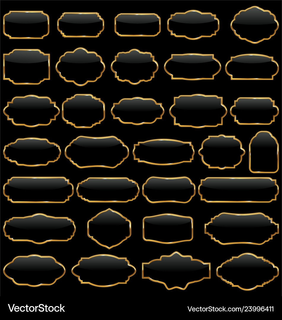 Retro vintage gold and black frames collection Vector Image