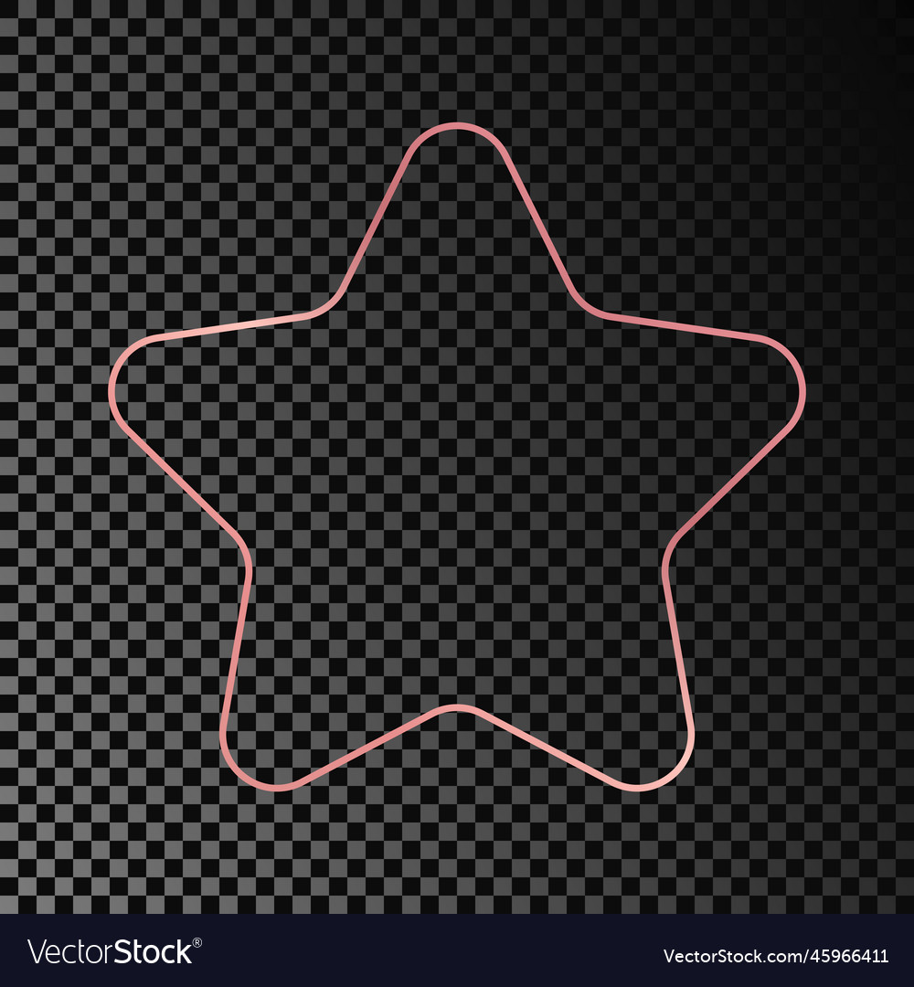 Rose gold glowing rounded star shape frame Vector Image