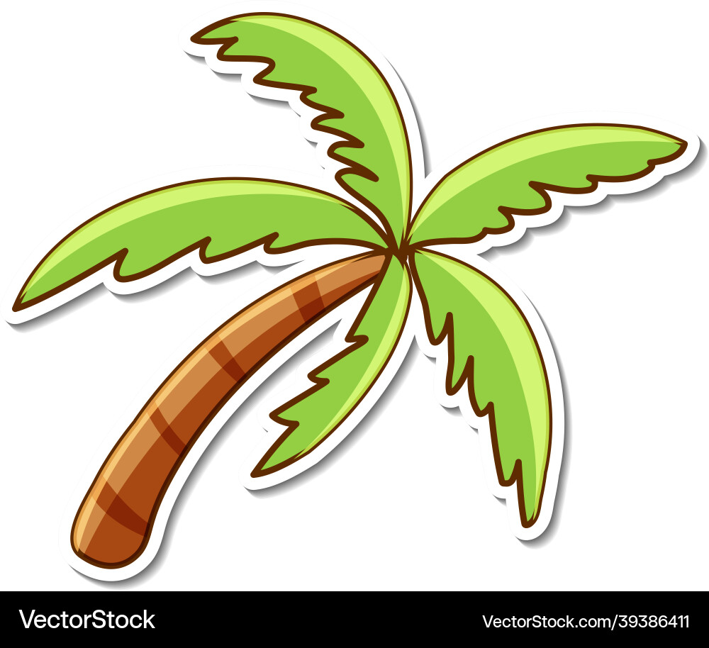 Sticker design with palm or coconut tree isolated Vector Image