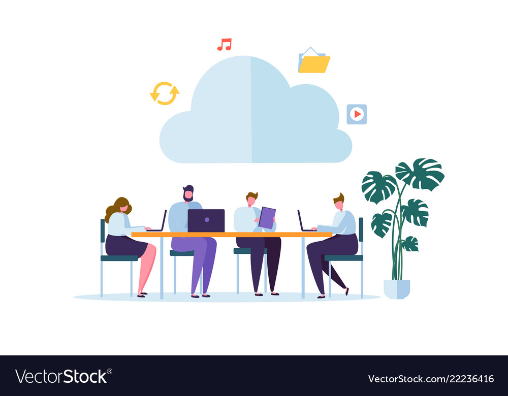 Cloud storage technology flat people characters Vector Image