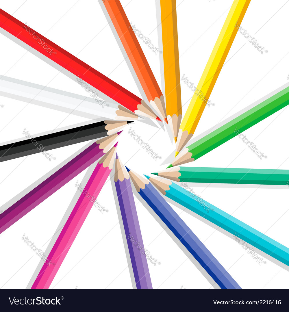 Color pencils in a circle Royalty Free Vector Image