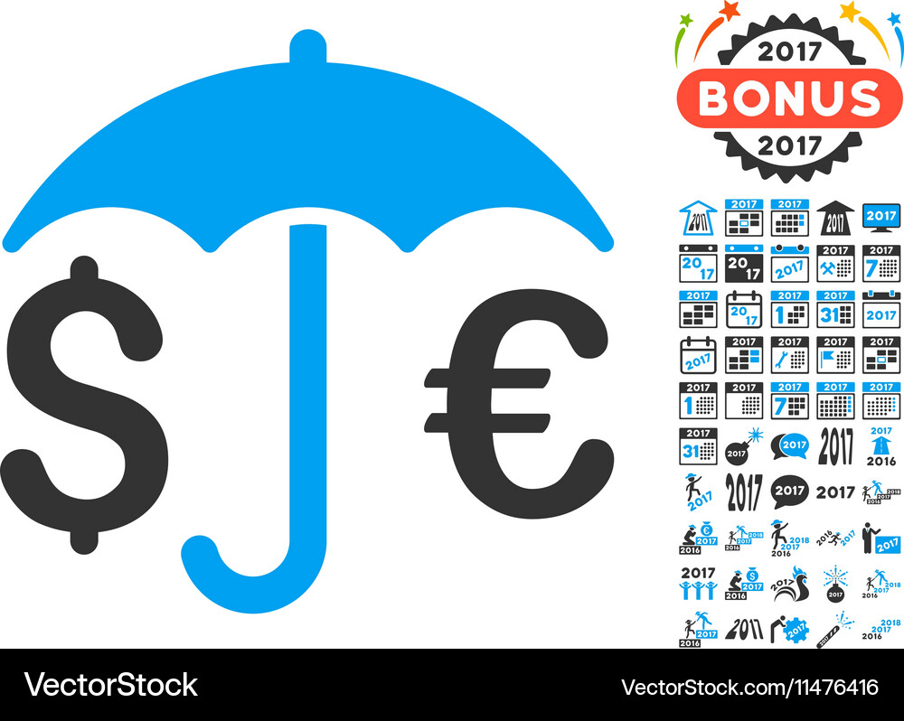 Financial protection icon with 2017 year bonus Vector Image
