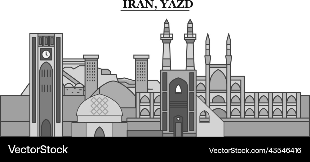 Iran yazd city skyline isolated Royalty Free Vector Image