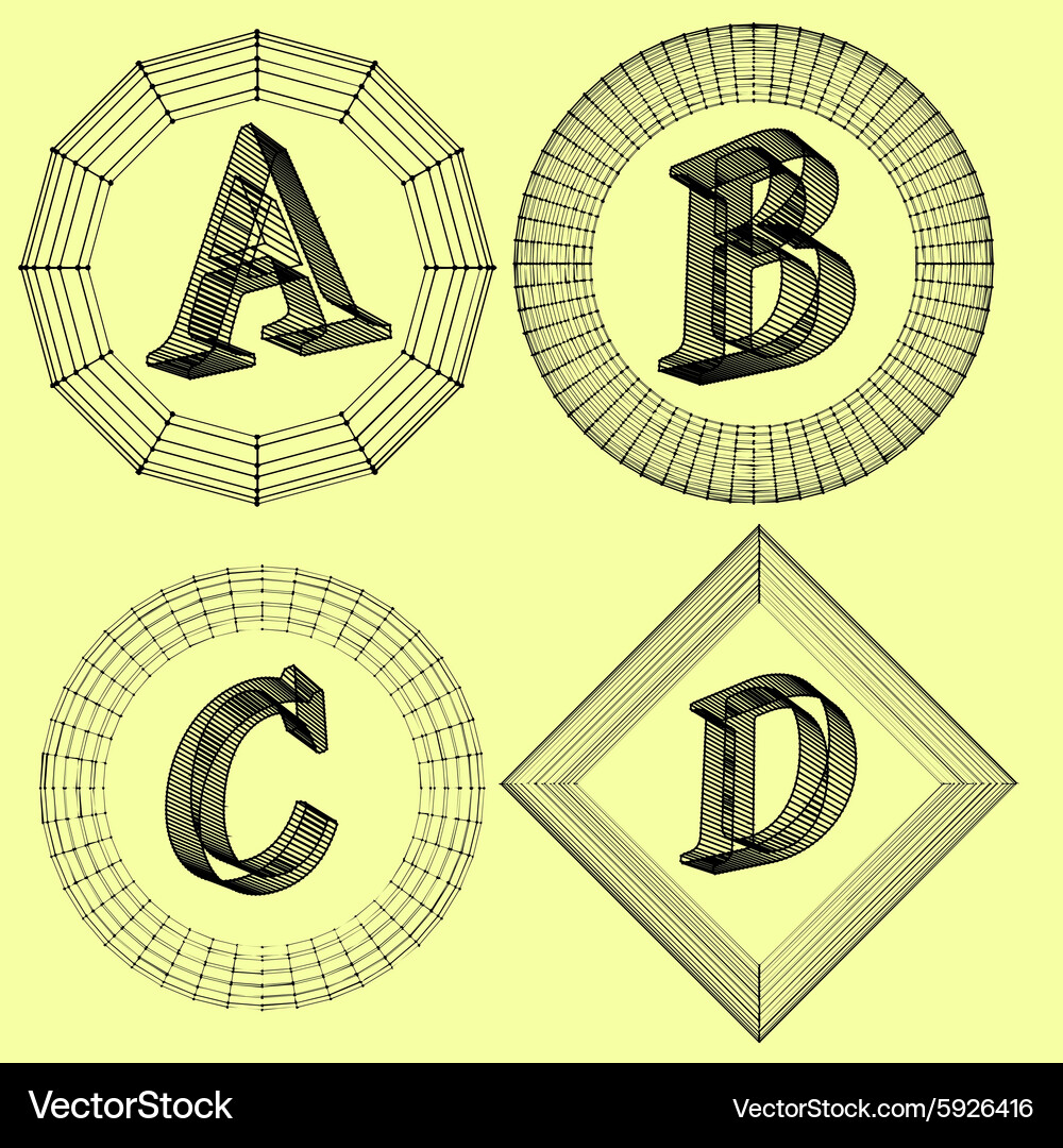 Letter fonts of mesh Royalty Free Vector Image