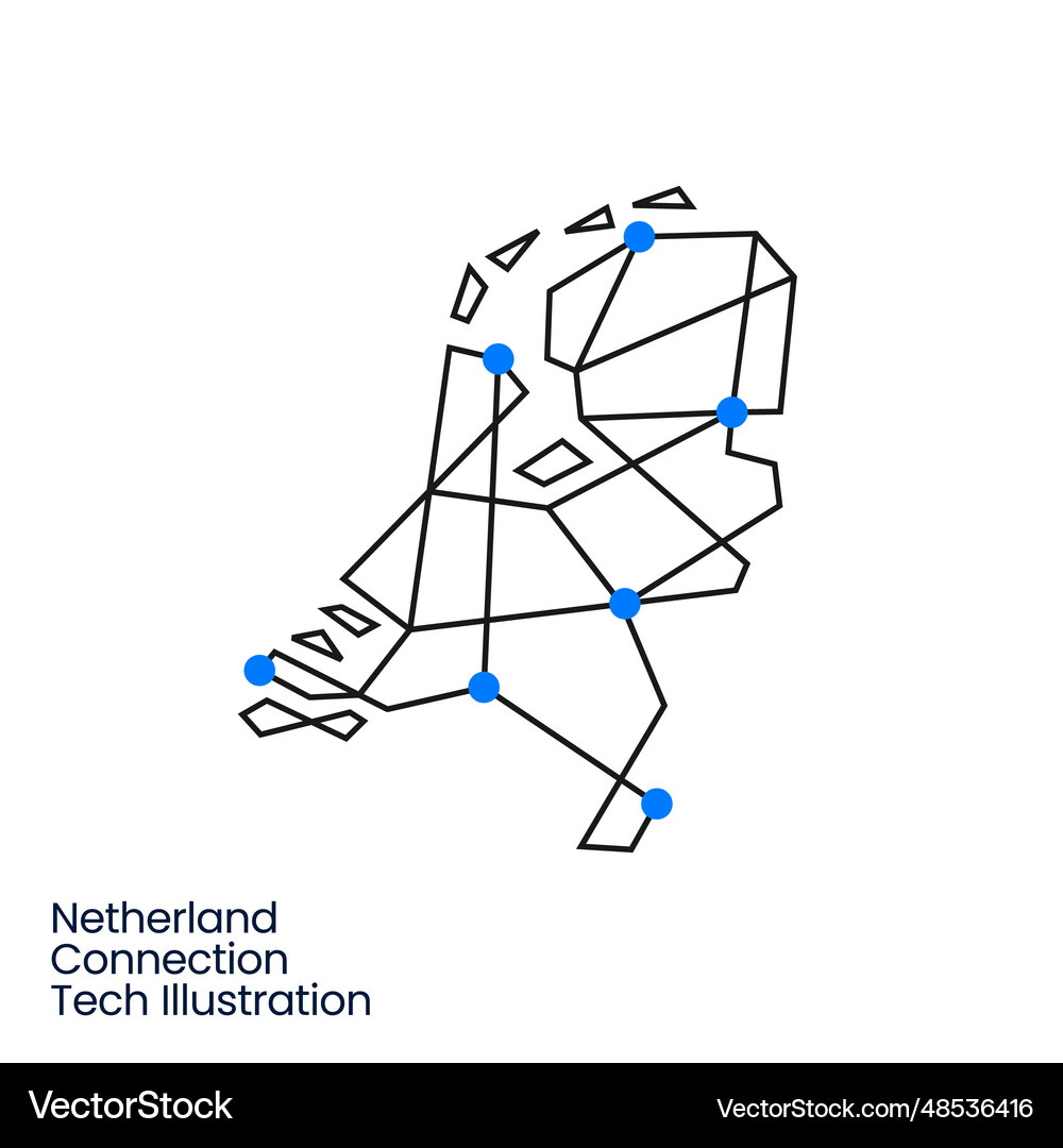 Netherlands connection tech technology geometric Vector Image