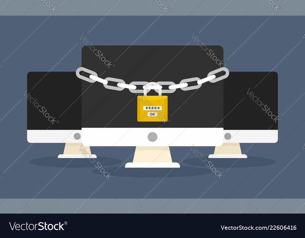 Protected desktop computer concept background Vector Image