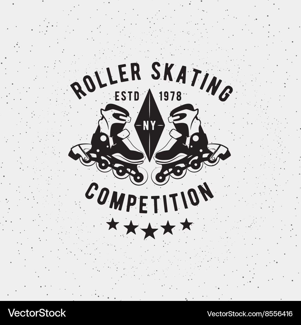 Retro vintage roller skating label Royalty Free Vector Image