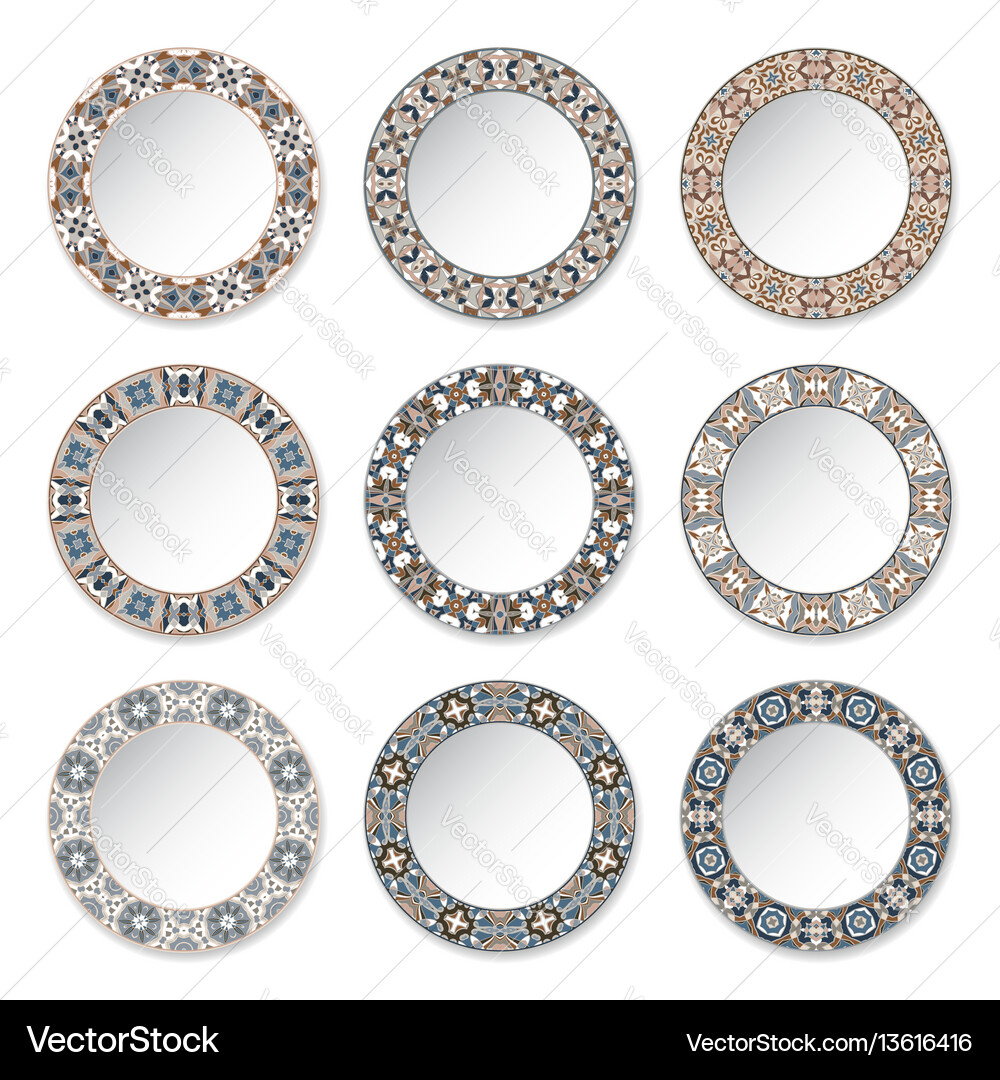 Set of decorative plates Royalty Free Vector Image