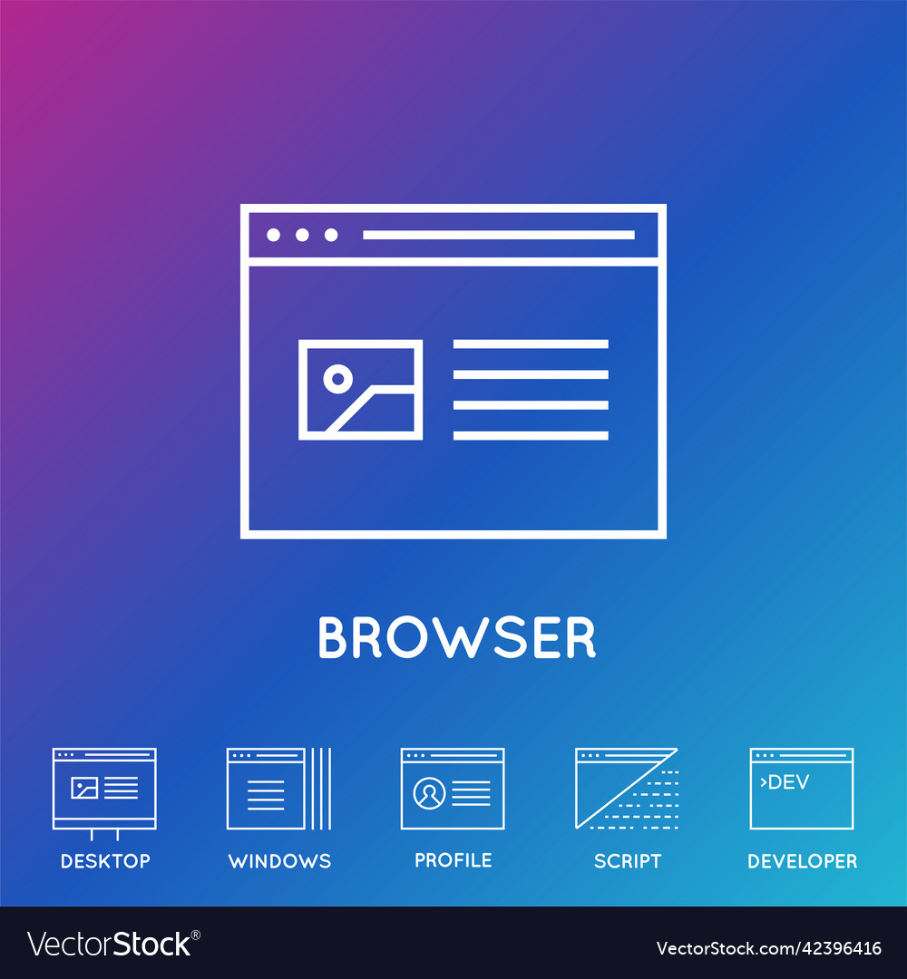 Set of minimal browser developing app and coding Vector Image