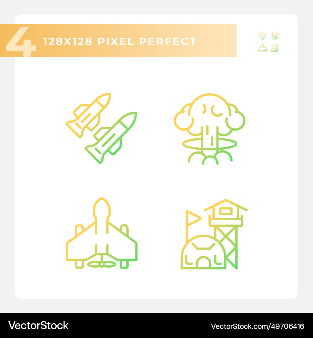 Set of pixel perfect gradient weapons icons Vector Image