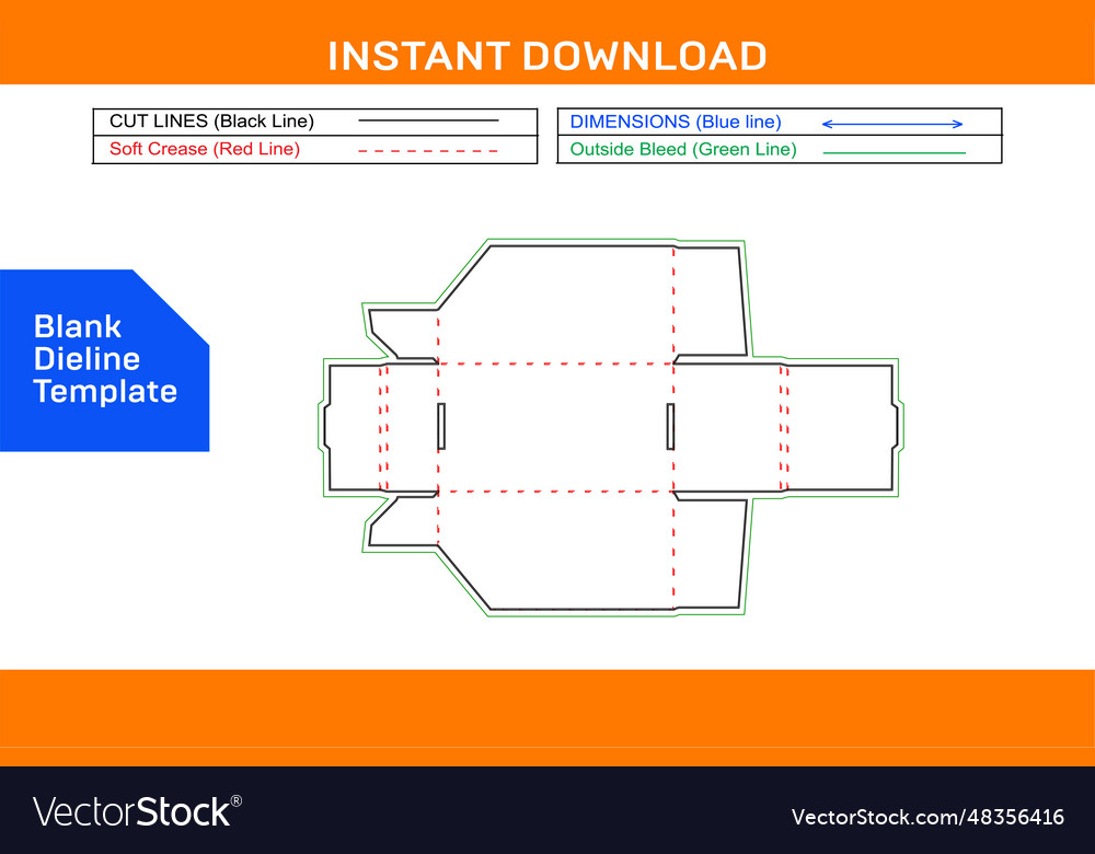 Stackable storage and bin box dieline template Vector Image