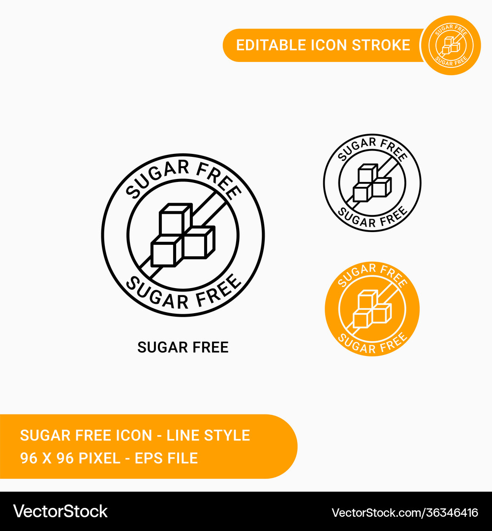 Sugar free icons set with icon line style Vector Image