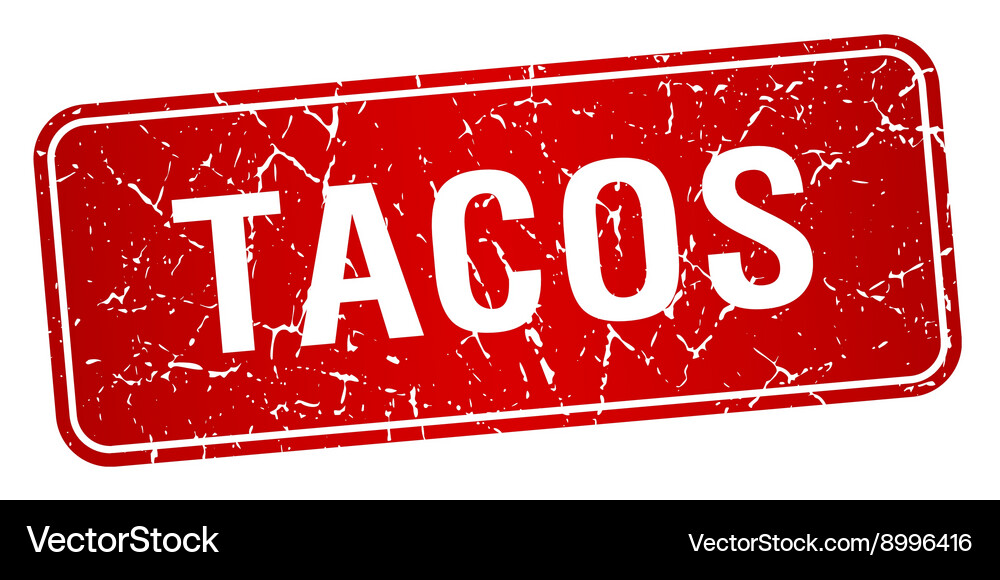 Tacos red square grunge textured isolated stamp Vector Image