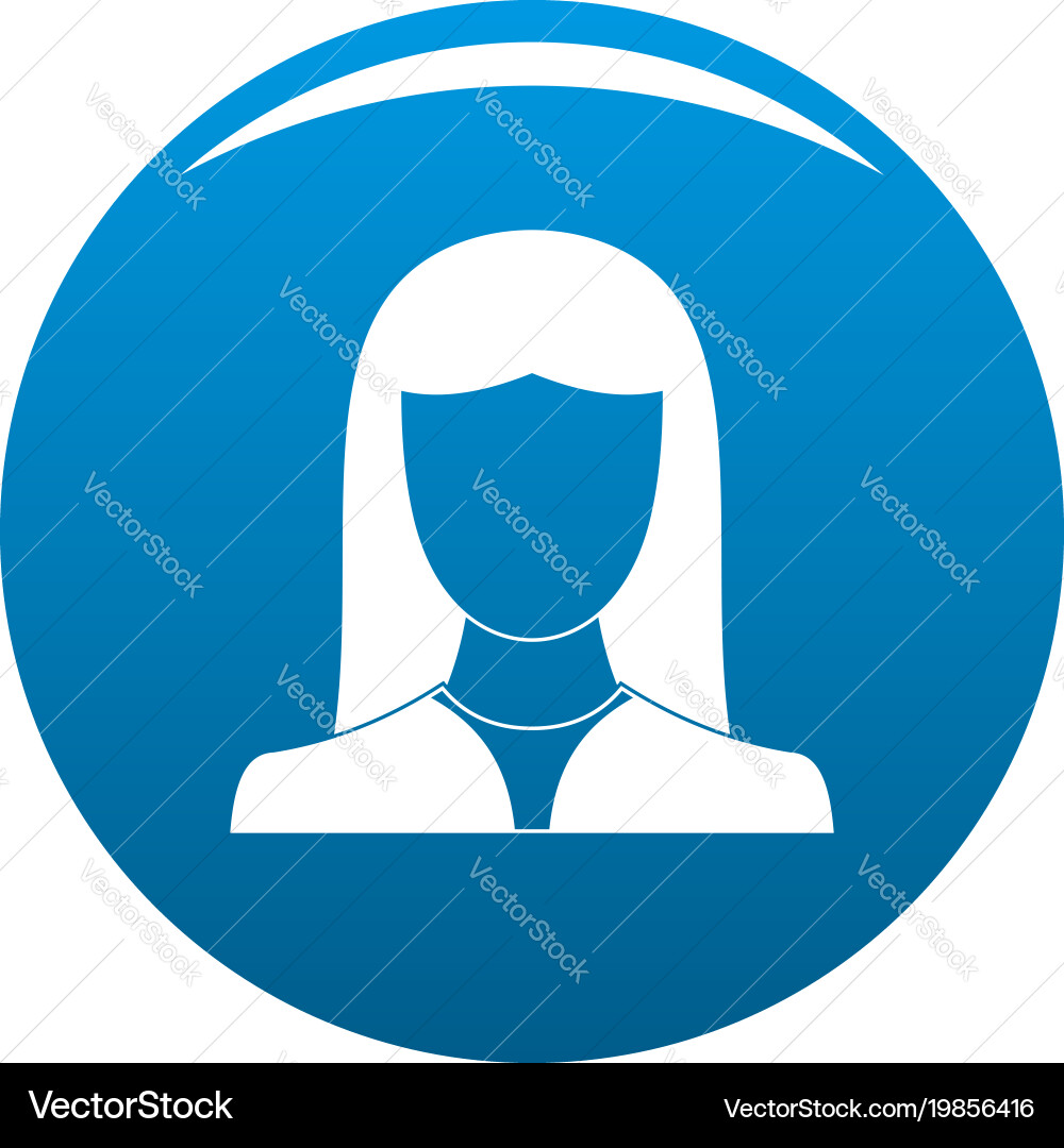 Woman avatar icon blue Royalty Free Vector Image