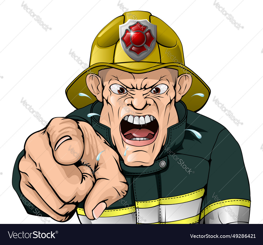 Angry firefighter Royalty Free Vector Image - VectorStock