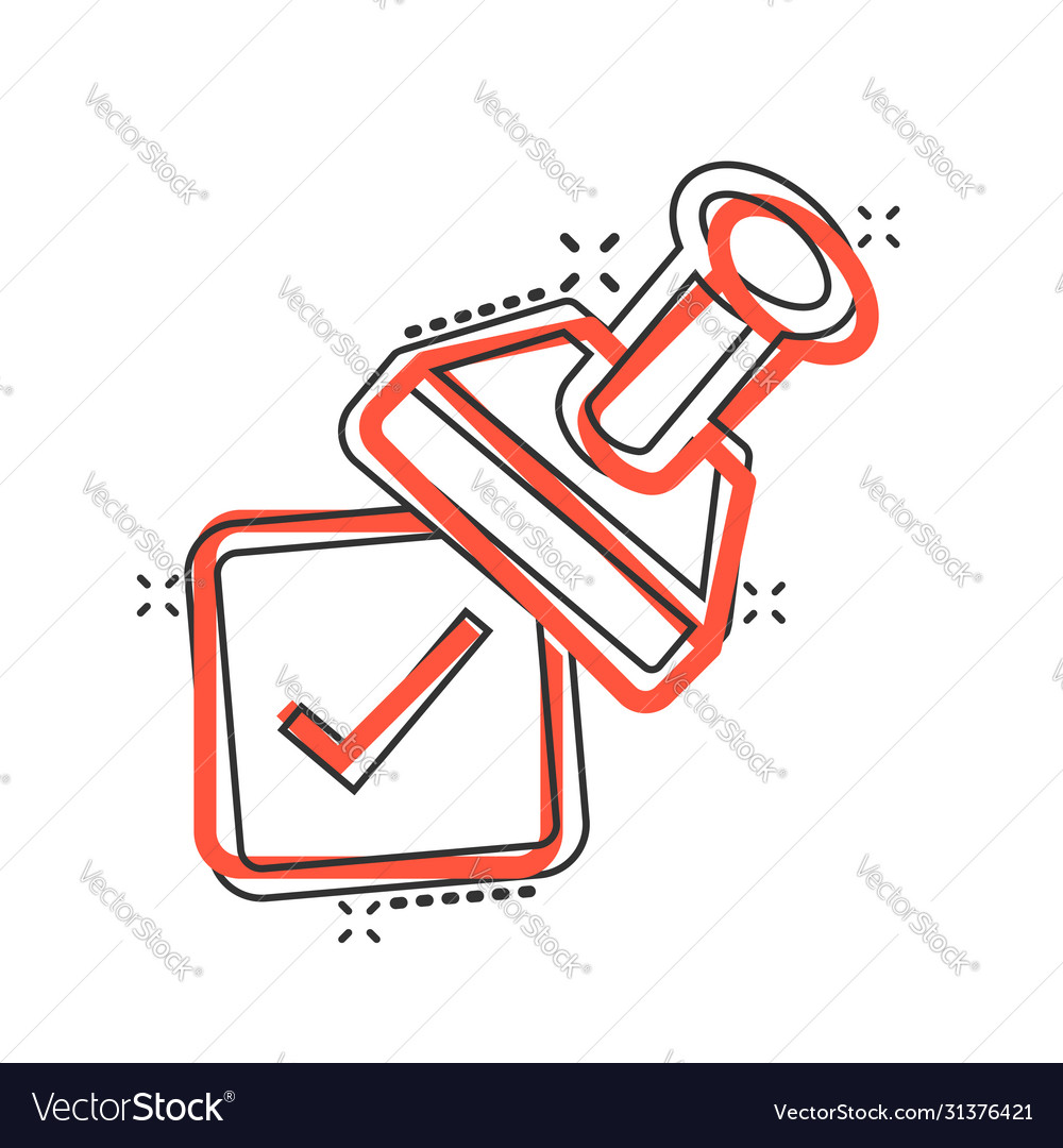 Approve stamp icon in comic style accept check Vector Image Approve stamp icon in comic style accept check Vector Image