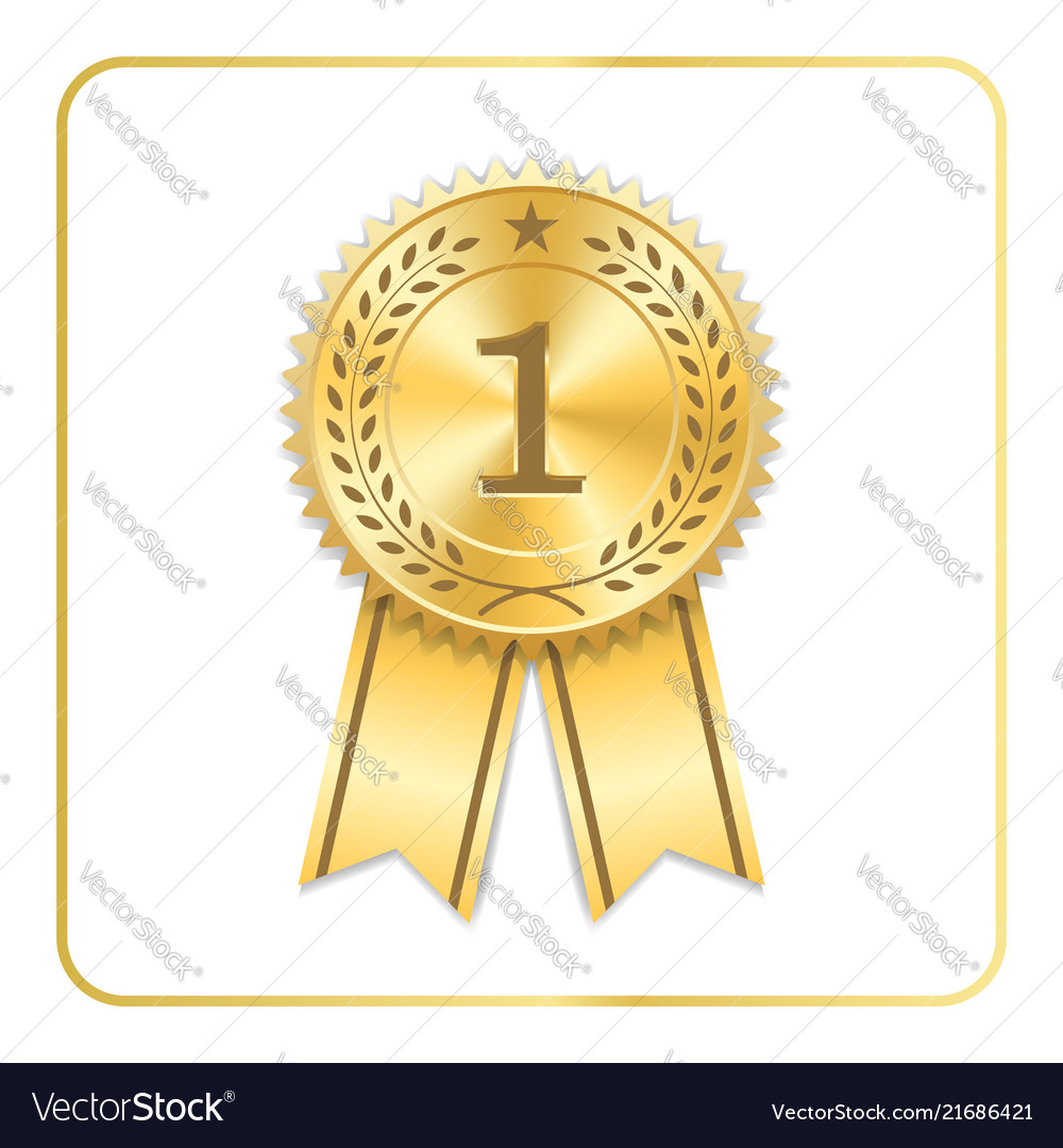 Award ribbon gold icon blank medal with laurel Vector Image Award ribbon gold icon blank medal with laurel Vector Image
