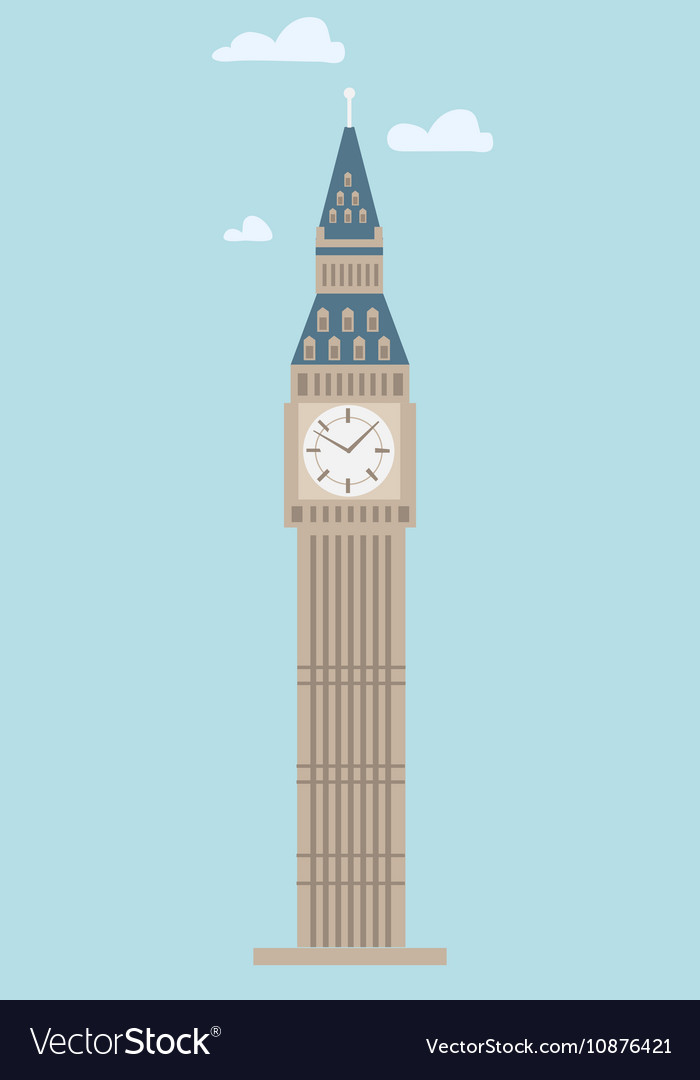 Big ben tower on plain background Royalty Free Vector Image