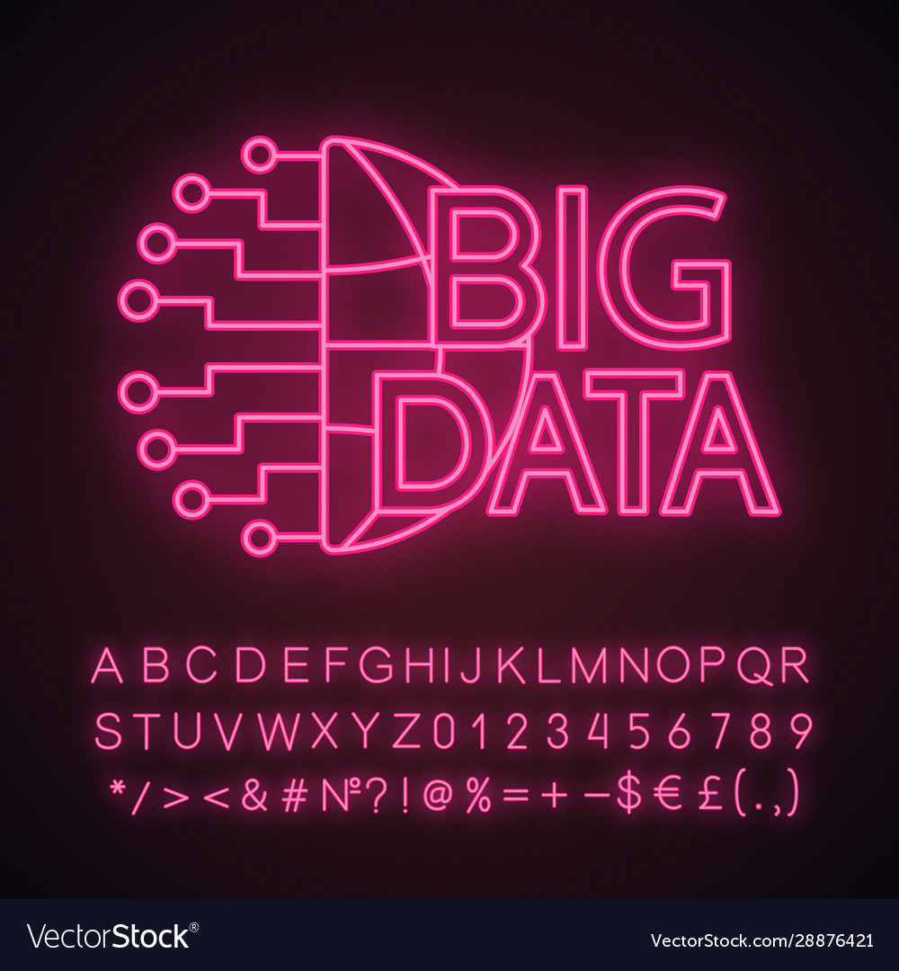 Big data neon light icon Royalty Free Vector Image