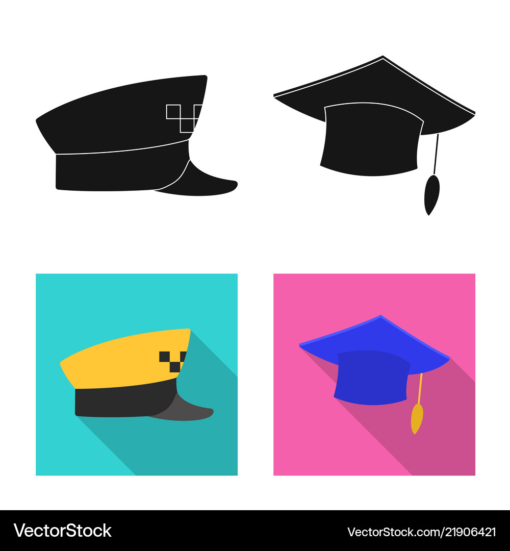 Design of headgear and cap symbol Royalty Free Vector Image